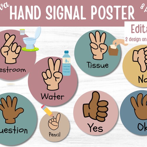 Multicultural Hand Signal Posters Ocean Rainbow Classroom - Etsy Multicultural Hand Signal Posters Ocean Rainbow Classroom - Etsy