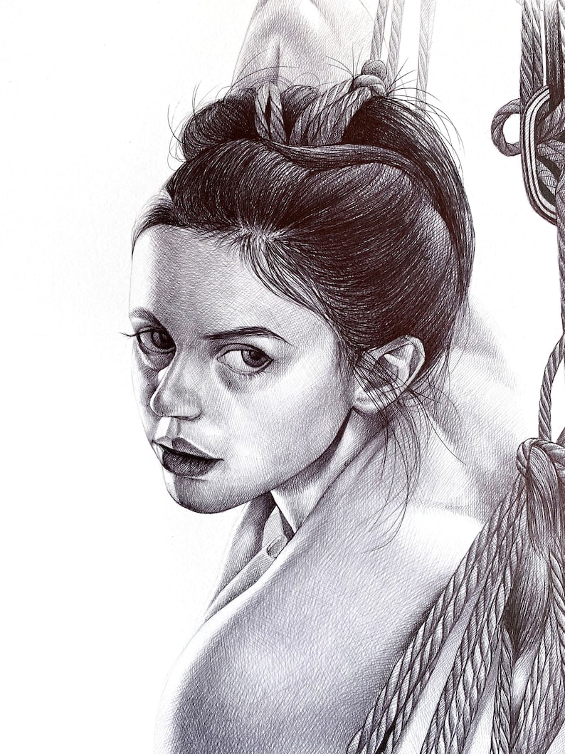 SIGHT Original Drawing, Shibari Art, BDSM, Rope Bondage Illustration ...