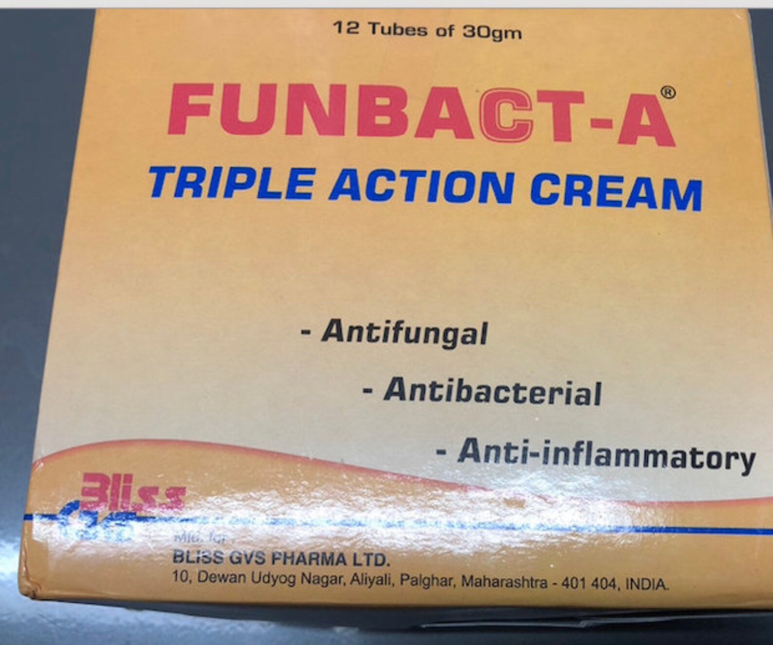3 x 100% Genuino Funbact-A Triple Action Cream. Antifúngico | Etsy