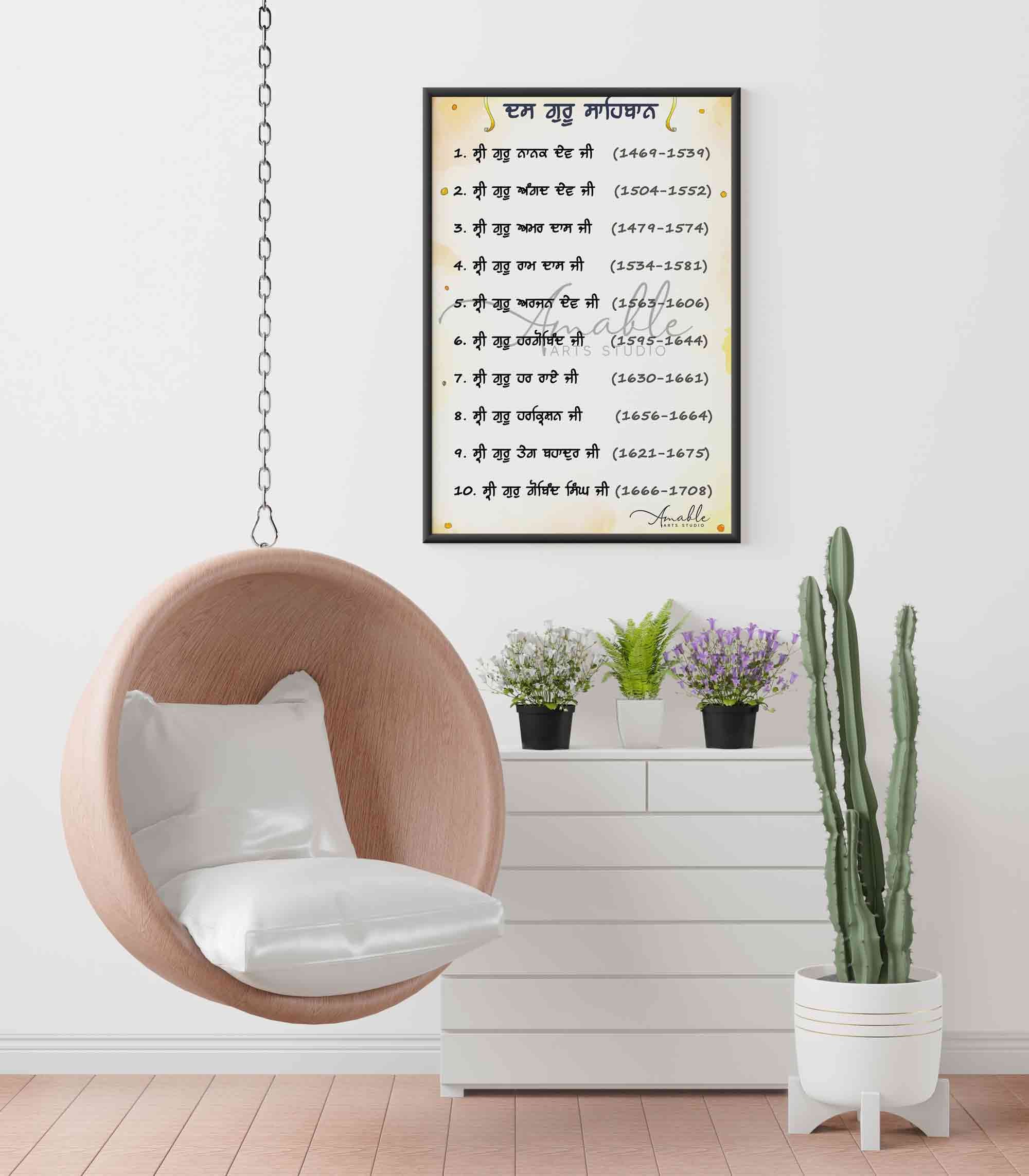 Sikh Guru Names Poster: Punjabi Gurbani Wall Art (digital Download) - Etsy