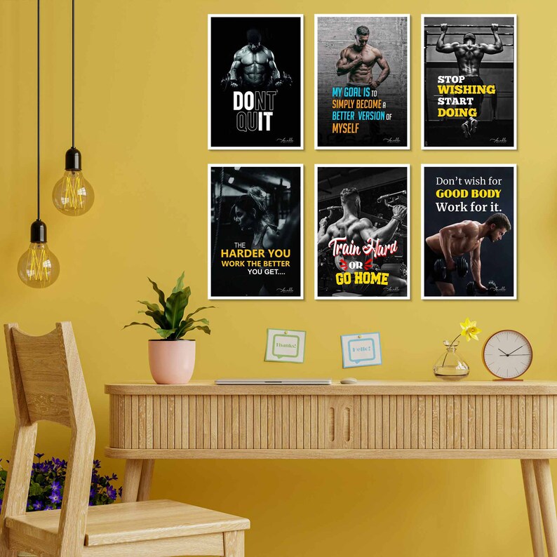 Set of 6 Bodybuilding Posters | Gym Motivation Wall Art Posters ...