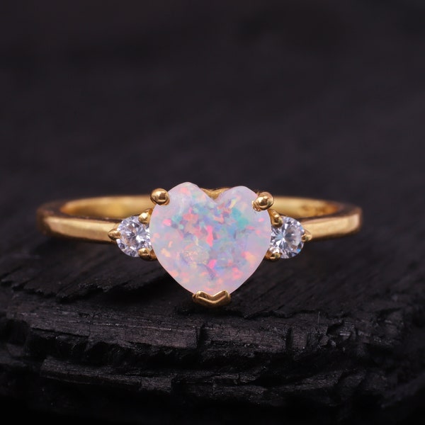 Opal Heart Ring - Etsy