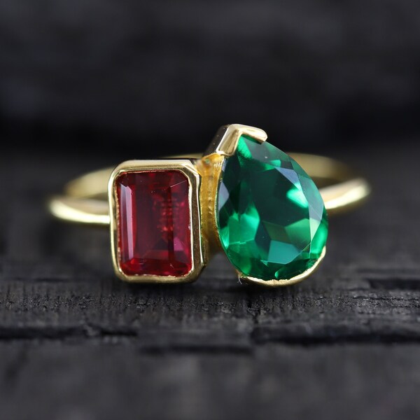 Emerald Ruby Ring - Etsy