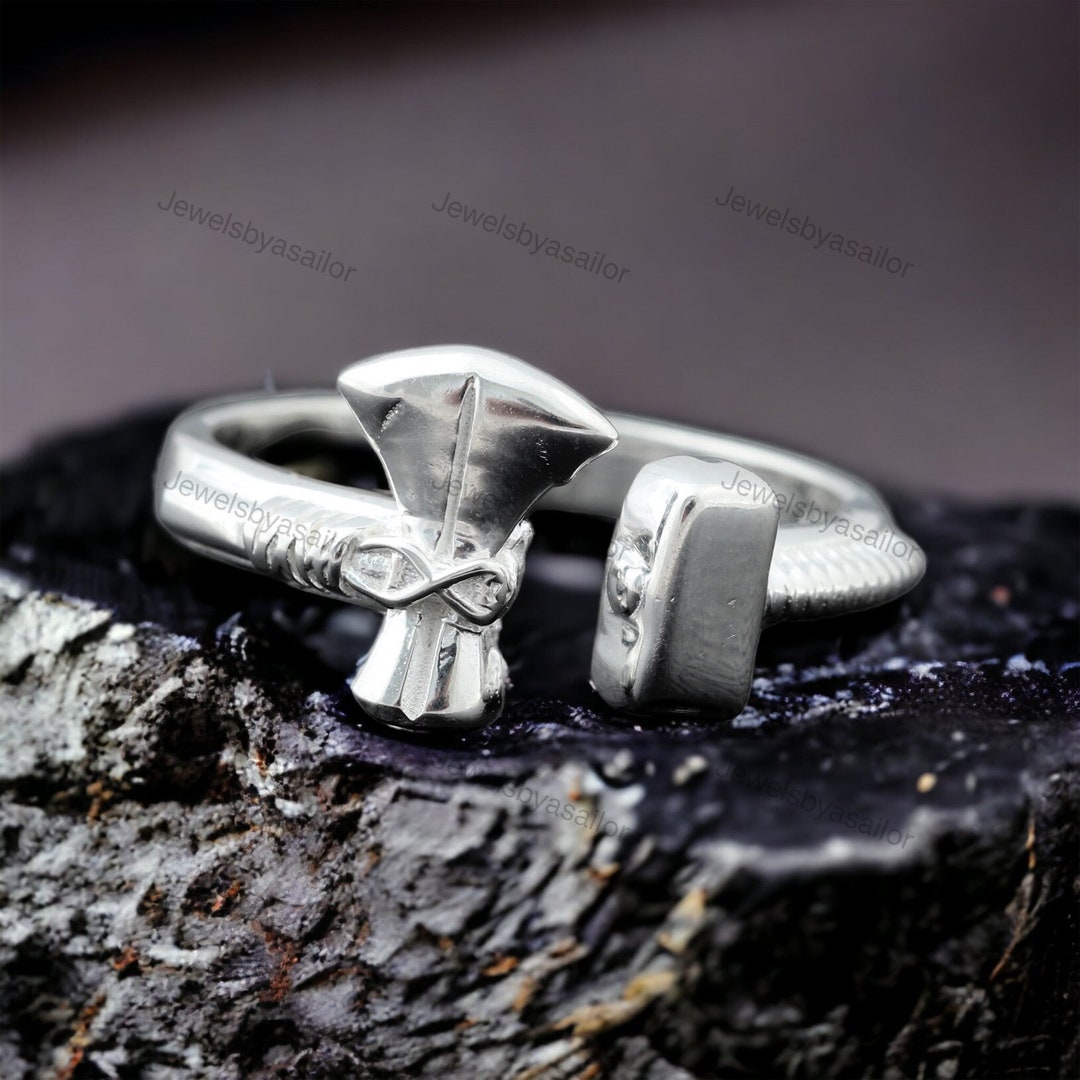 Mjolnir & Strombreaker Hammer Ring Thor Couple Adjustable Ring-storm ...