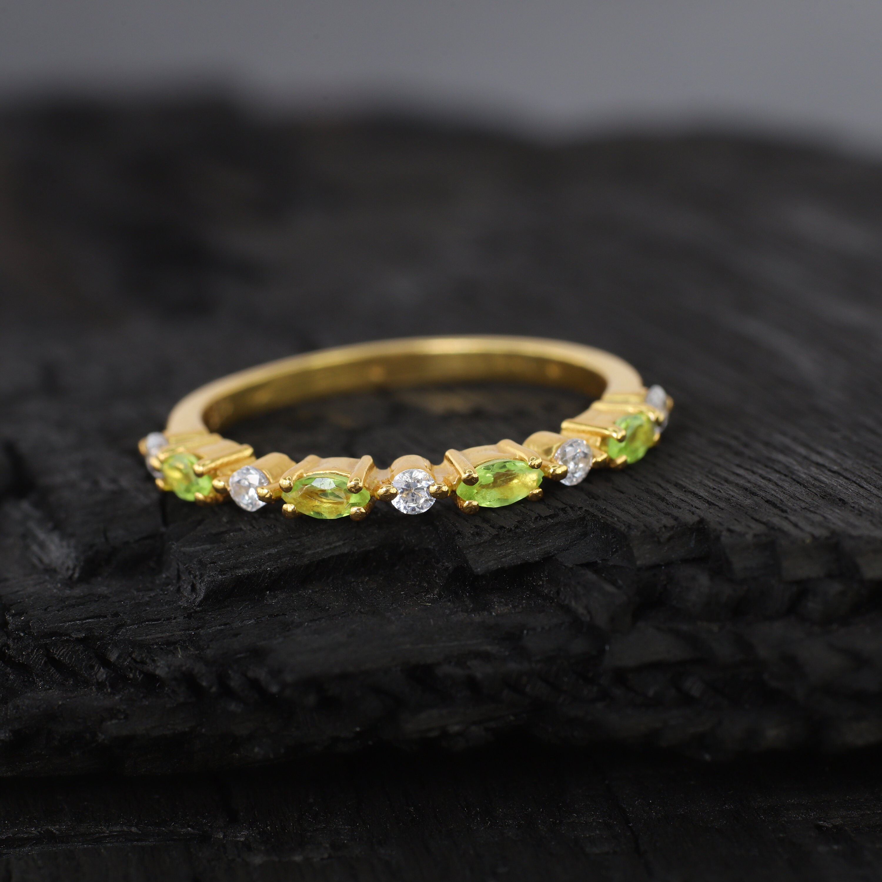 Marquise Peridot Wedding Band 14k Gold Dainty Matching Band - Etsy