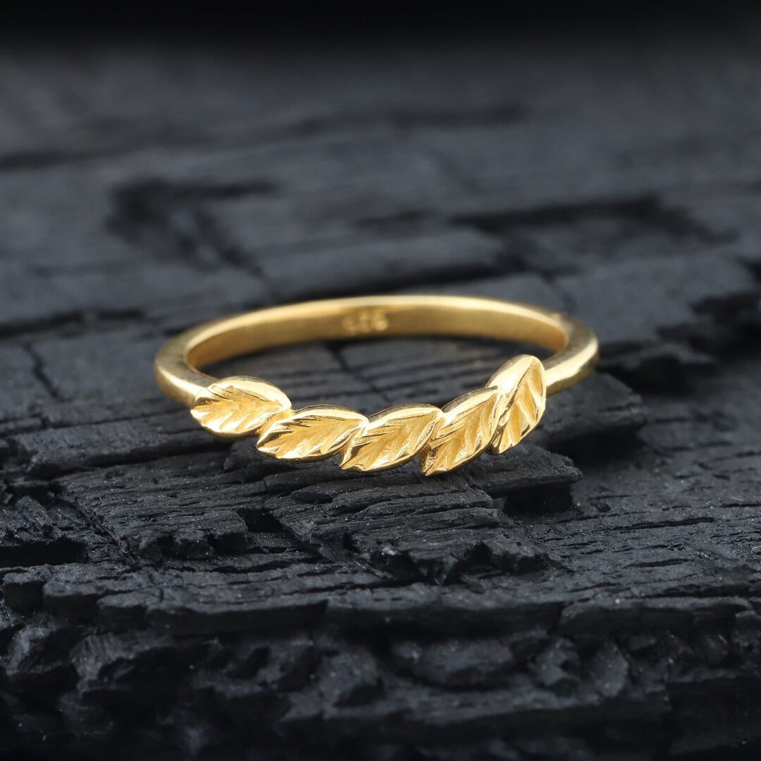 14k Solid Gold Stacking Band Dainty Twig Engagement Design - Etsy