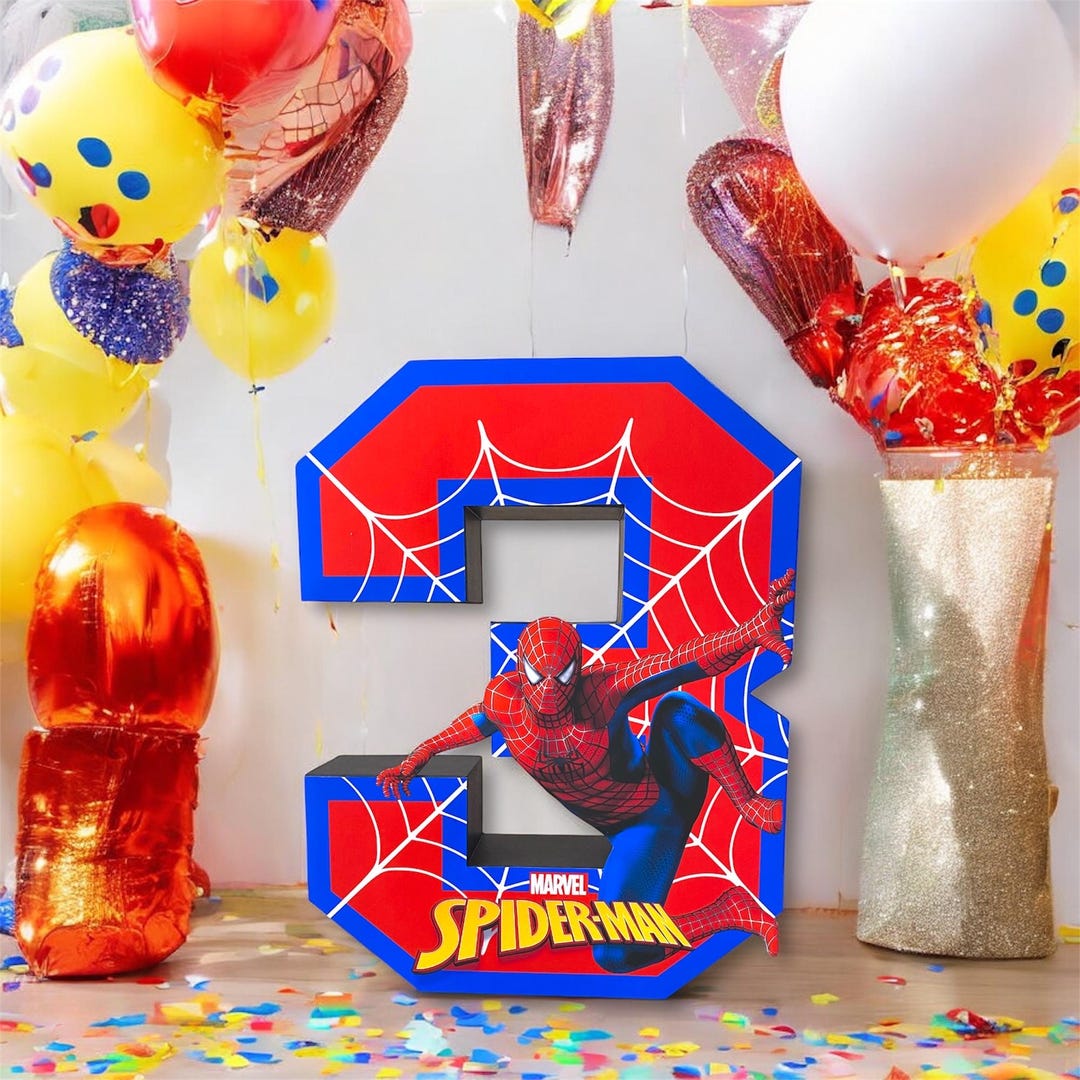 Spidey 3D Paper Number: Spider-man Birthday Party Decor - Etsy
