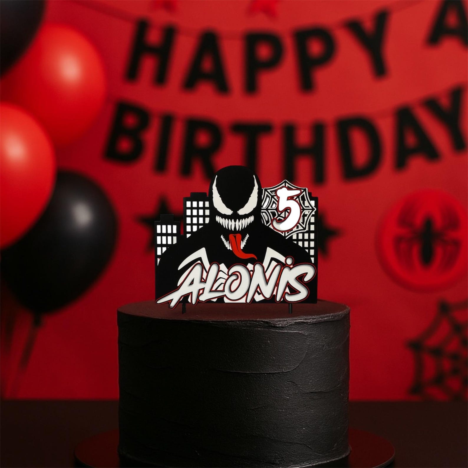 Personalized Venom Birthday Cake Topper: Superhero Party Decor - Etsy
