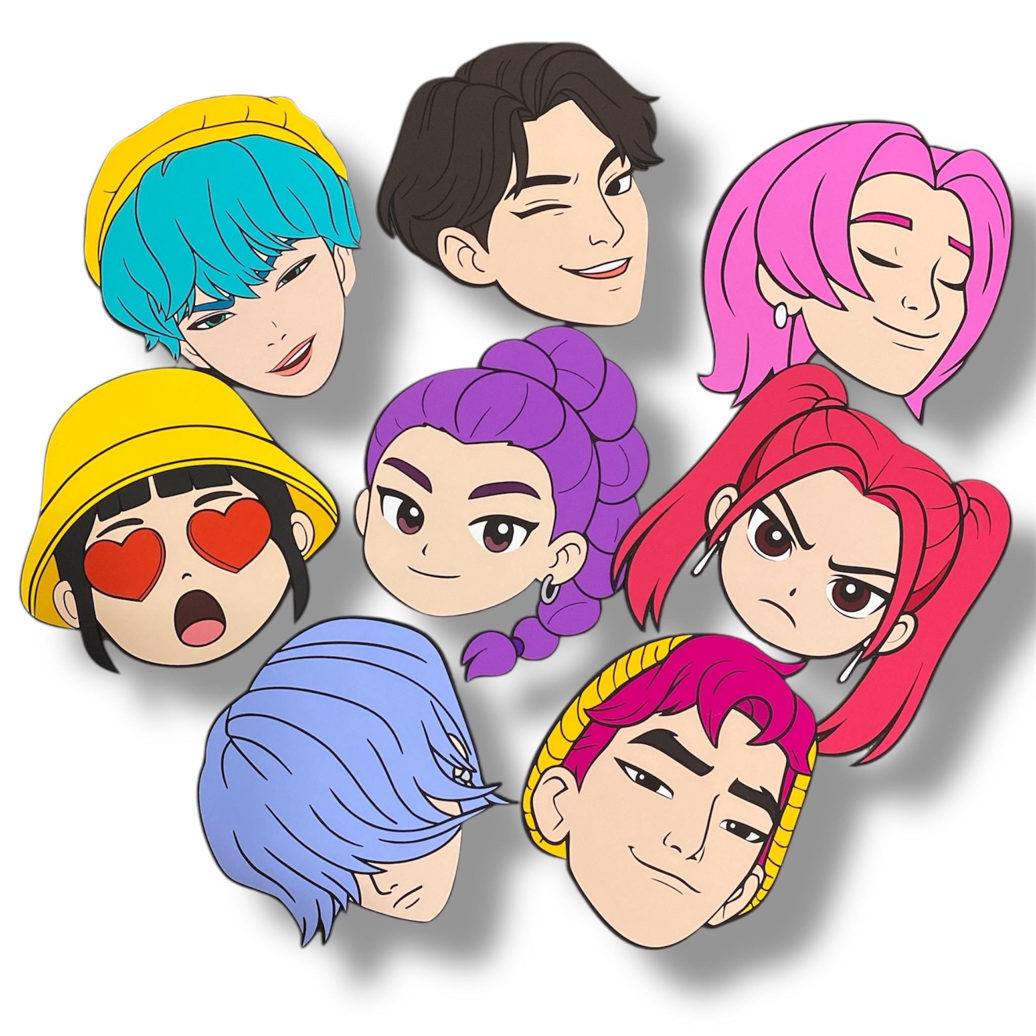 Kpop Hunter Garland Banner - Cartoon Face Party Decor - Birthday Wall ...