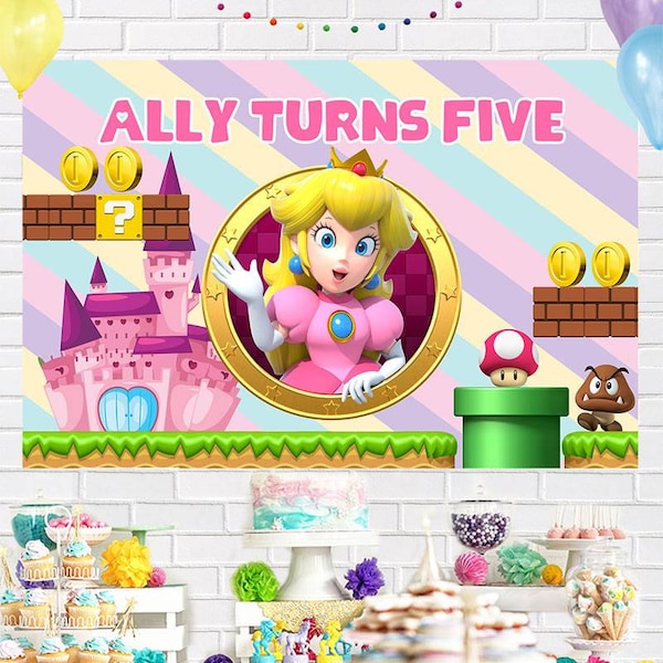 Princess Peach Birthday Backdrop - Etsy