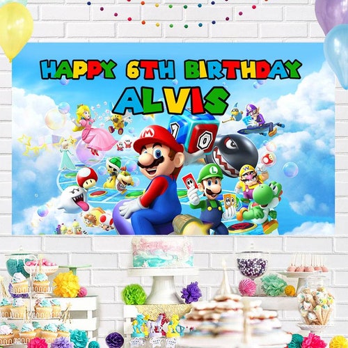 Super Mario Backdrop Banner Luigi Birthday Decoration Kids - Etsy