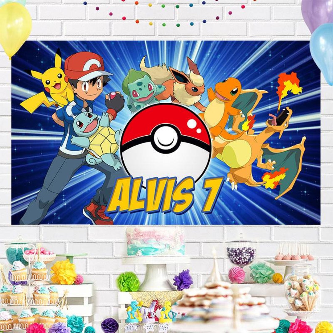 Personalised Custom Pokemon Birthday Backdrop - Etsy