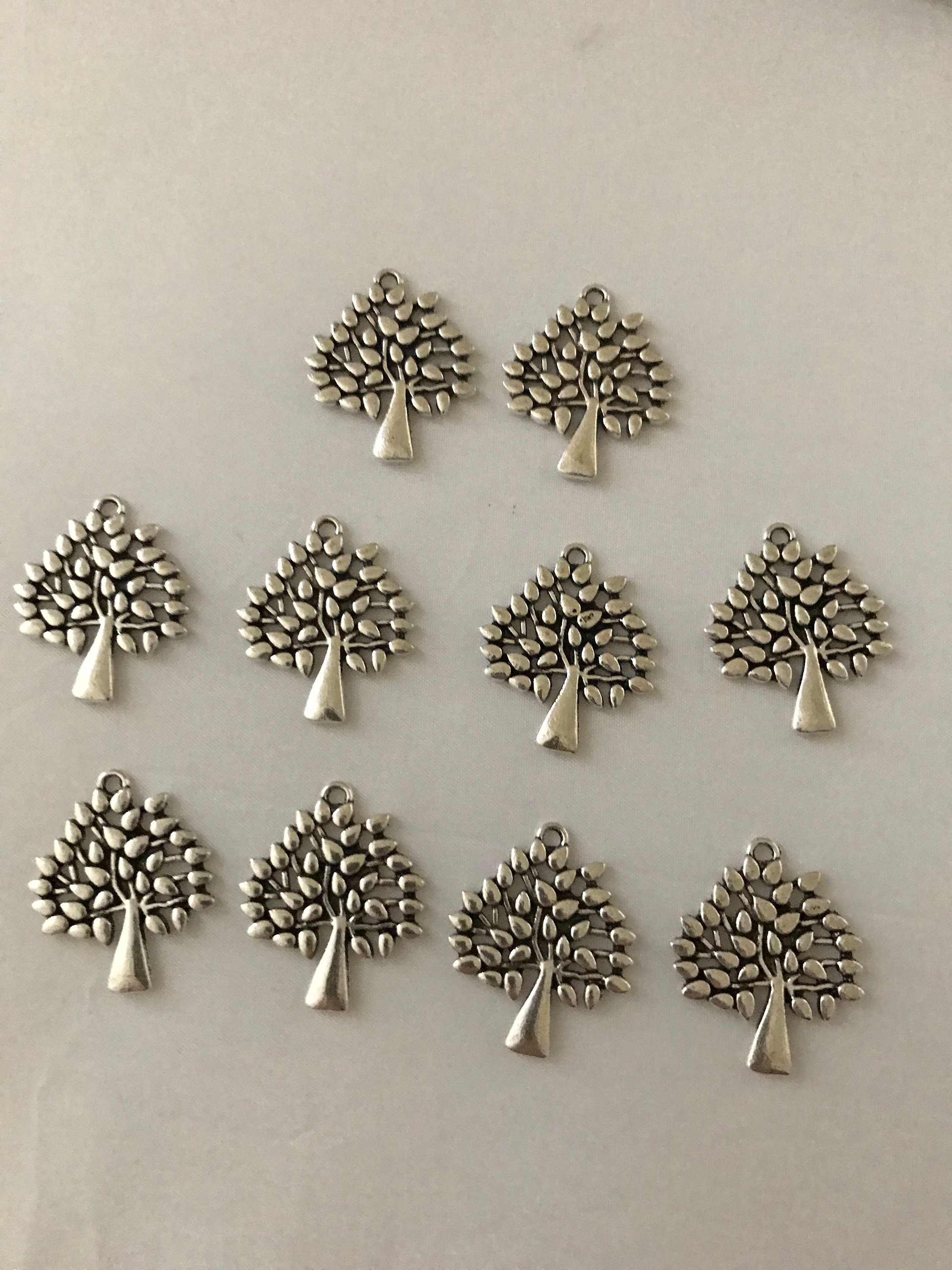 10 Leafy Tree Charms 28mm X 24mm - Etsy