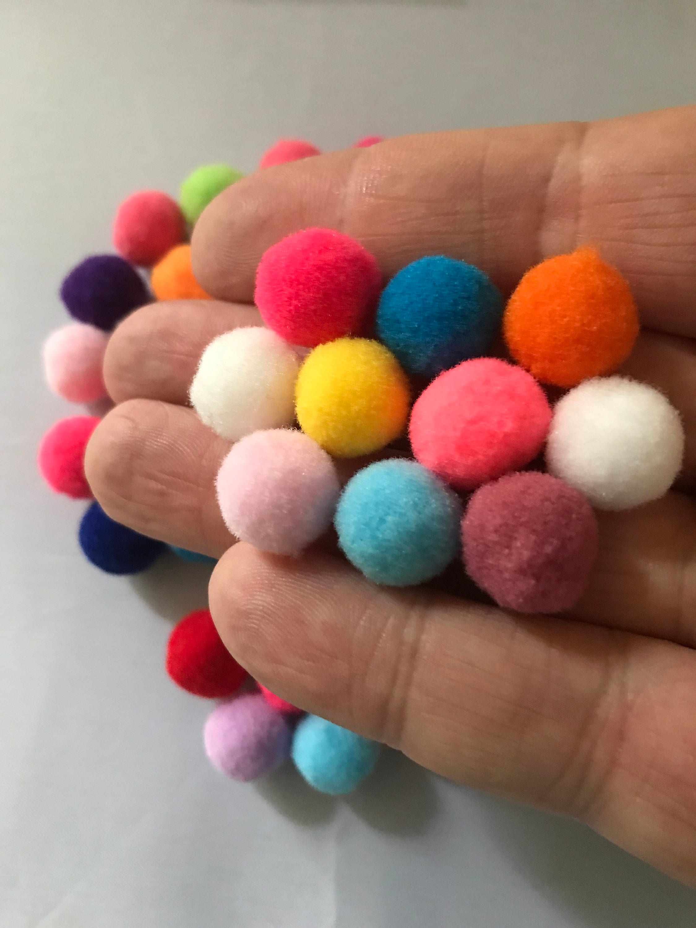 50 Nice Quality Mixed Colour Polyester Pom Poms 14mm | Etsy UK