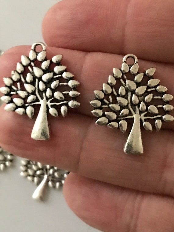 10 Leafy Tree Charms 28mm X 24mm - Etsy