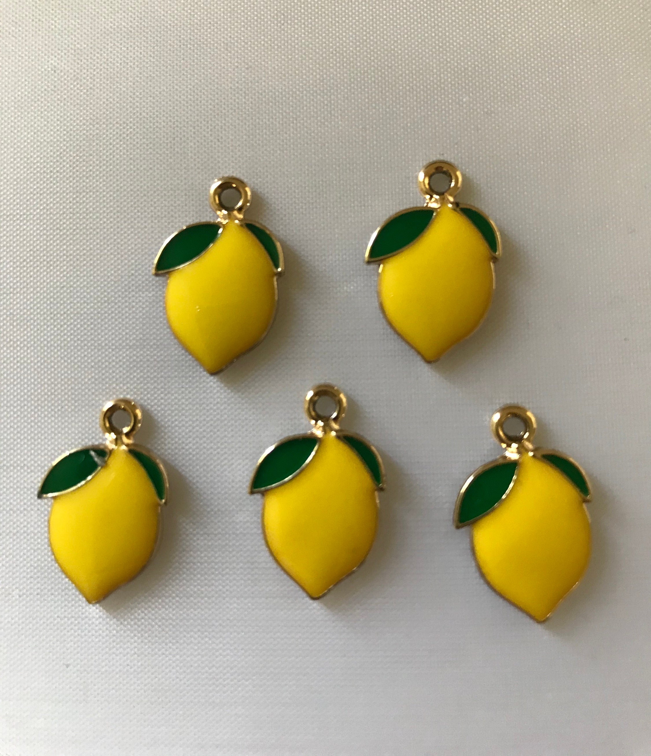 5 Enamel Lemon Charms 20mm X 13mm | Etsy UK