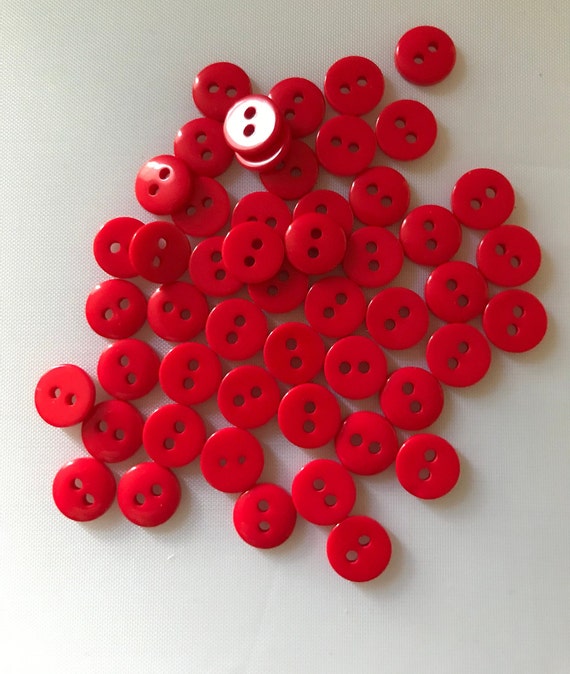 Red Round Plastic Buttons 9mm X 50 Pieces - Etsy