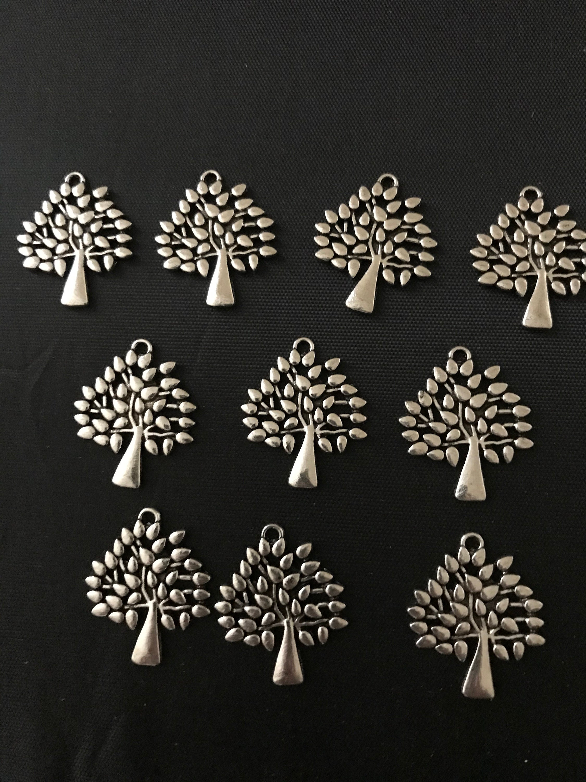 10 Leafy Tree Charms 28mm X 24mm - Etsy
