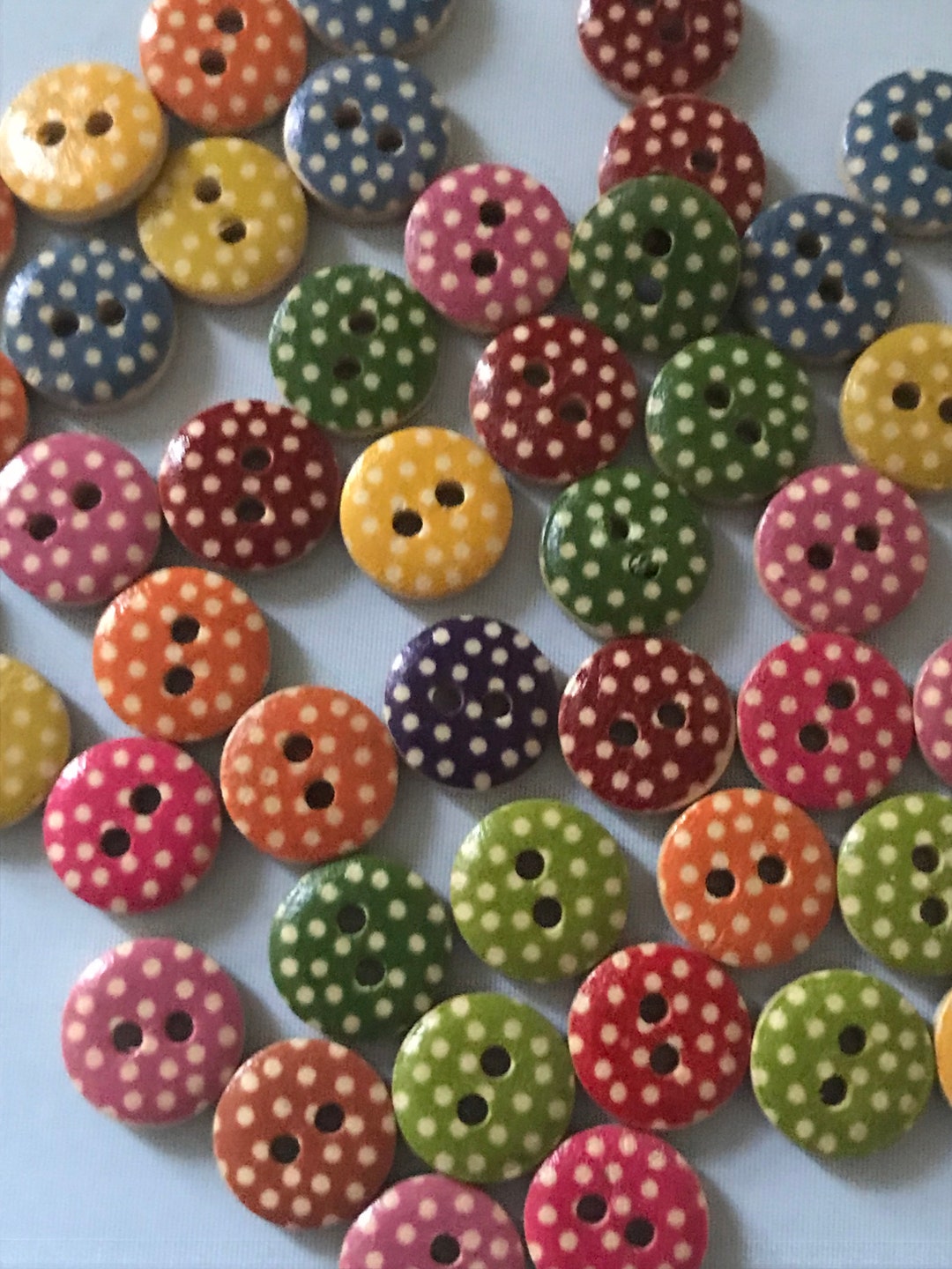 50 Assorted Wooden Polka Dot Buttons 11mm - Etsy