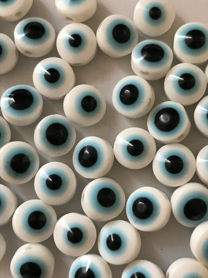 50 Evil Eye Blue Resin Beads - 8mm - Etsy UK