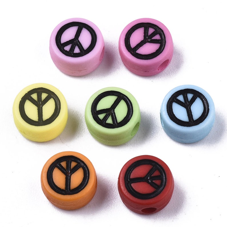 100 Opaque Mixed Colour Acrylic Peace Sign Beads 7mm - Etsy UK