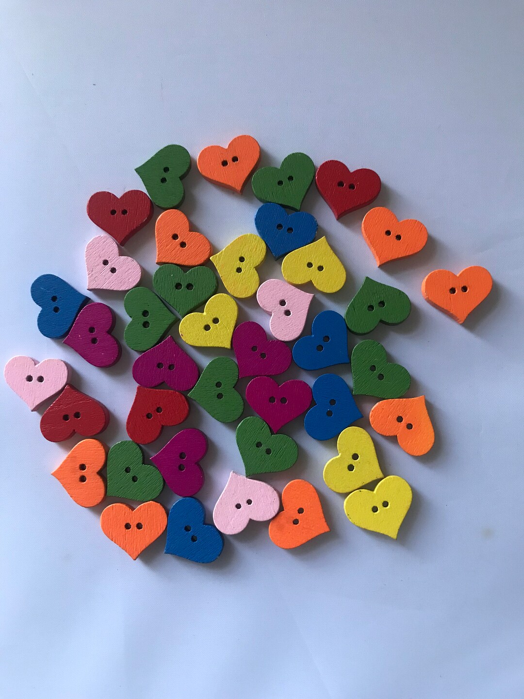 40 Wooden Heart Buttons, Mixed Colours, 17mm X 20mm - Etsy UK