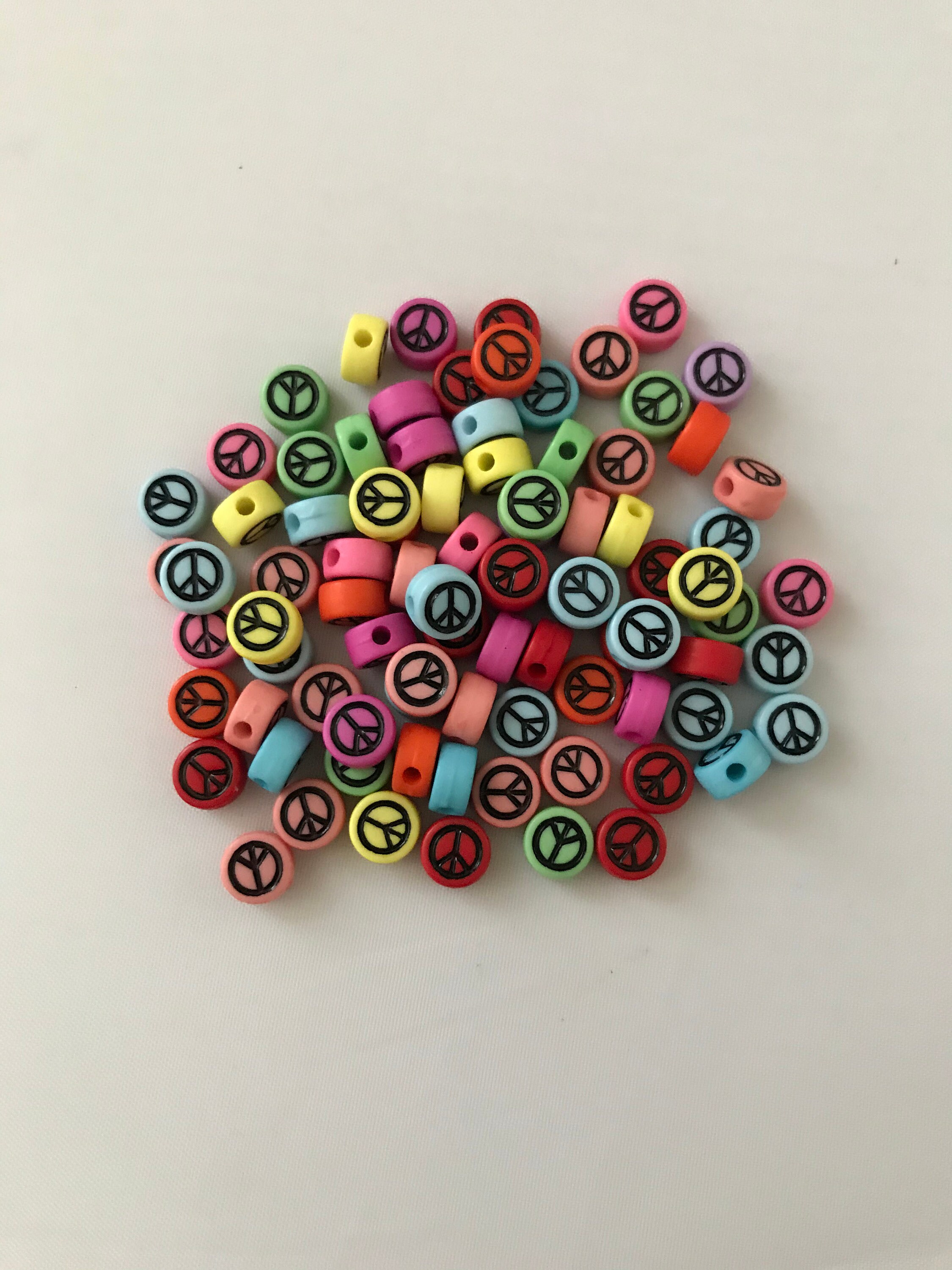 100 Opaque Mixed Colour Acrylic Peace Sign Beads 7mm - Etsy UK