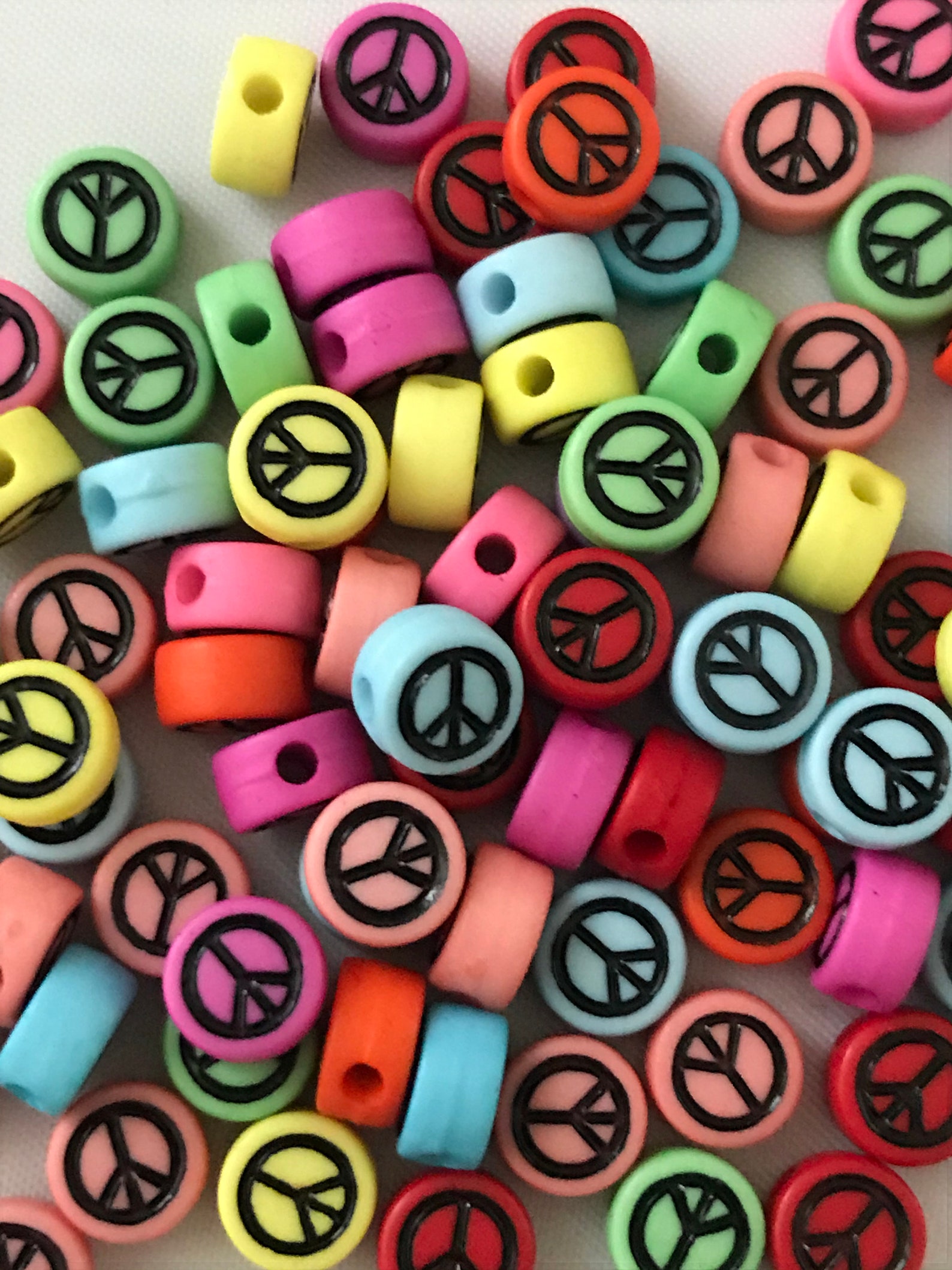 100 Opaque Mixed Colour Acrylic Peace Sign Beads 7mm - Etsy UK