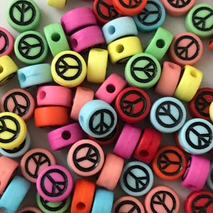 100 Opaque Mixed Colour Acrylic Peace Sign Beads 7mm - Etsy UK