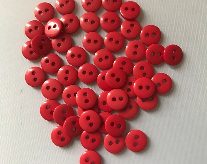 Red Round Plastic Buttons 9mm X 50 Pieces - Etsy UK