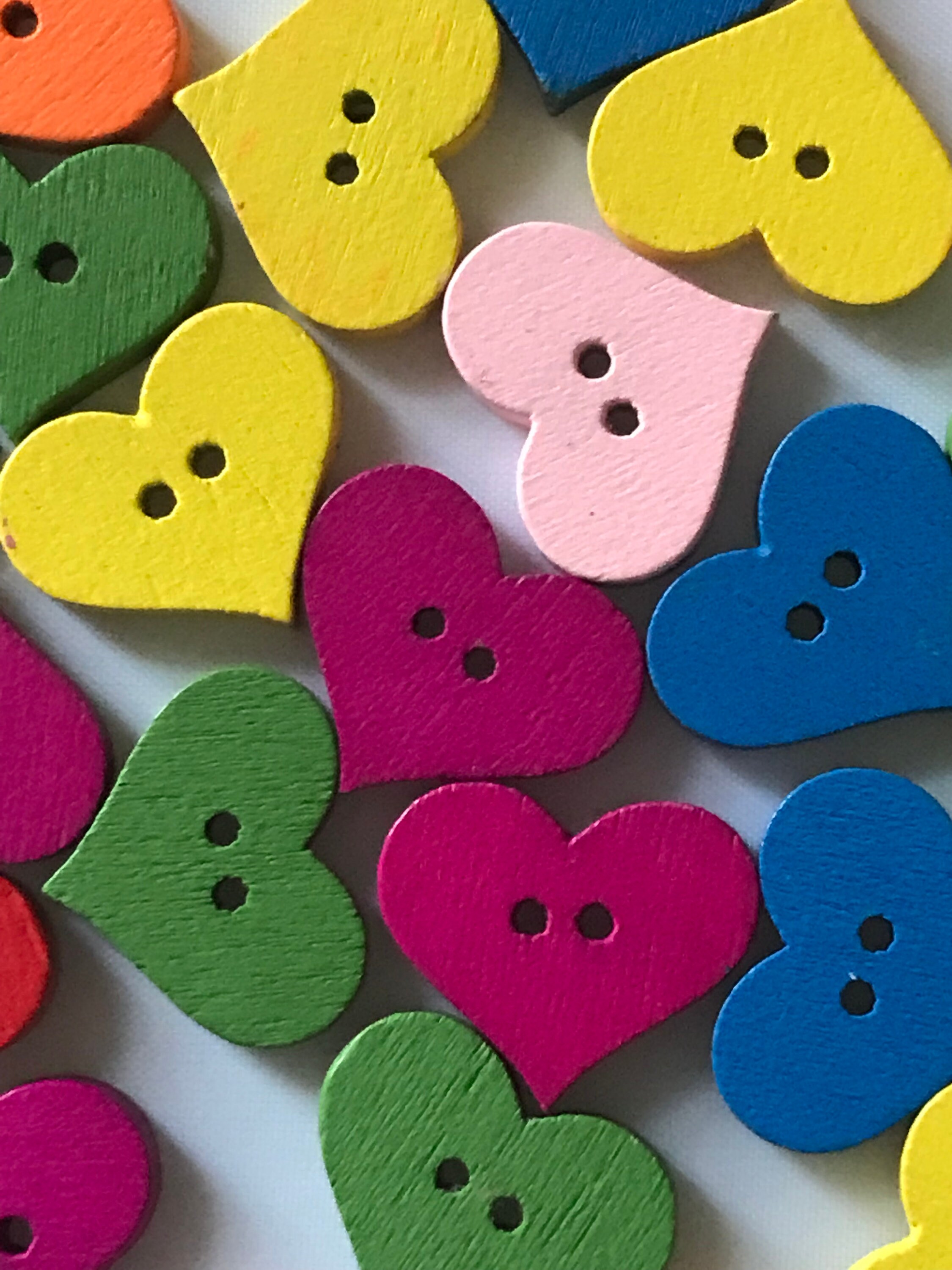 40 Wooden Heart Buttons, Mixed Colours, 17mm X 20mm - Etsy UK