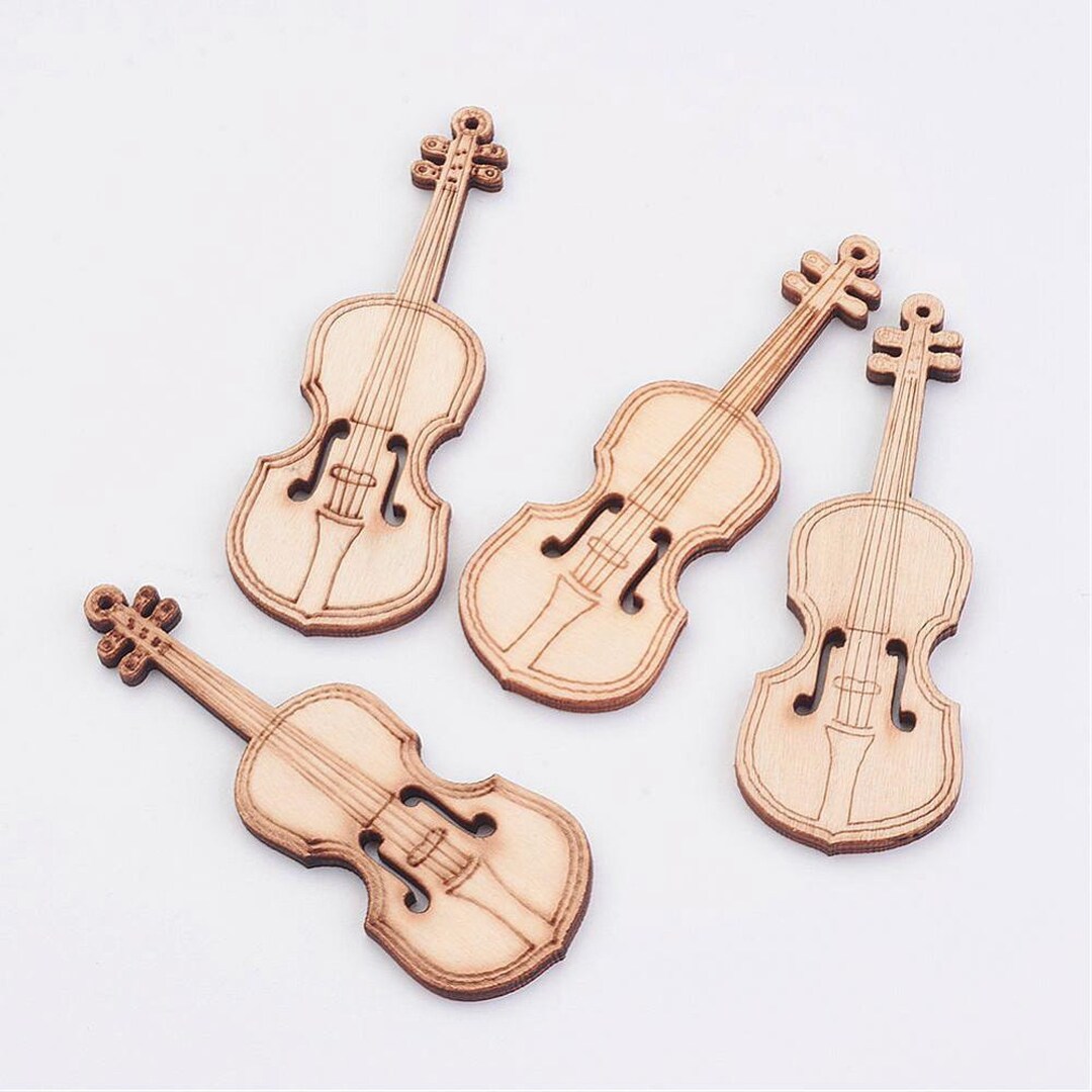 6 Undyed Wooden Violin Shapes 73mm X 27mm - Etsy UK
