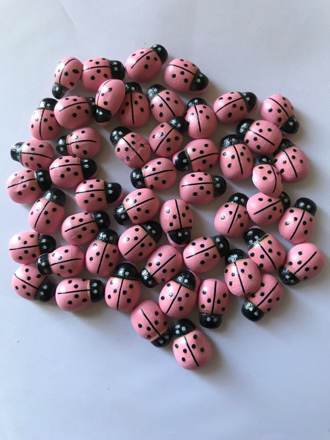 Pink Tiny Wooden Miniature Ladybirds X 50 for Crafts, Scrapbooking ...