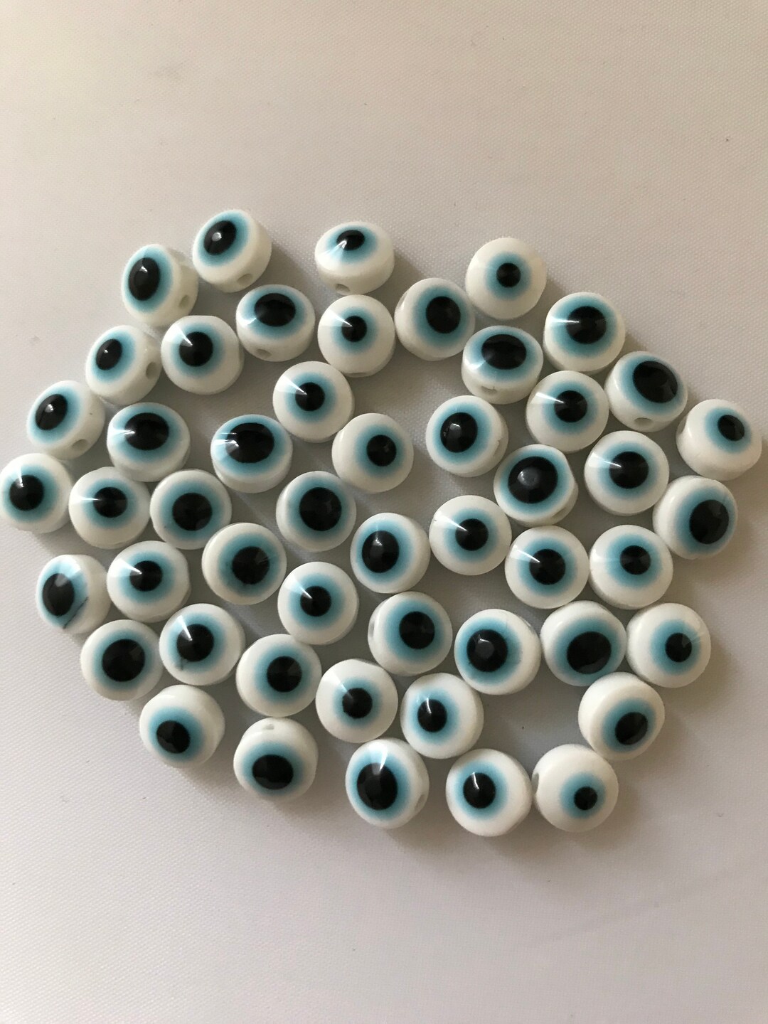 50 Evil Eye Blue Resin Beads - 8mm - Etsy UK