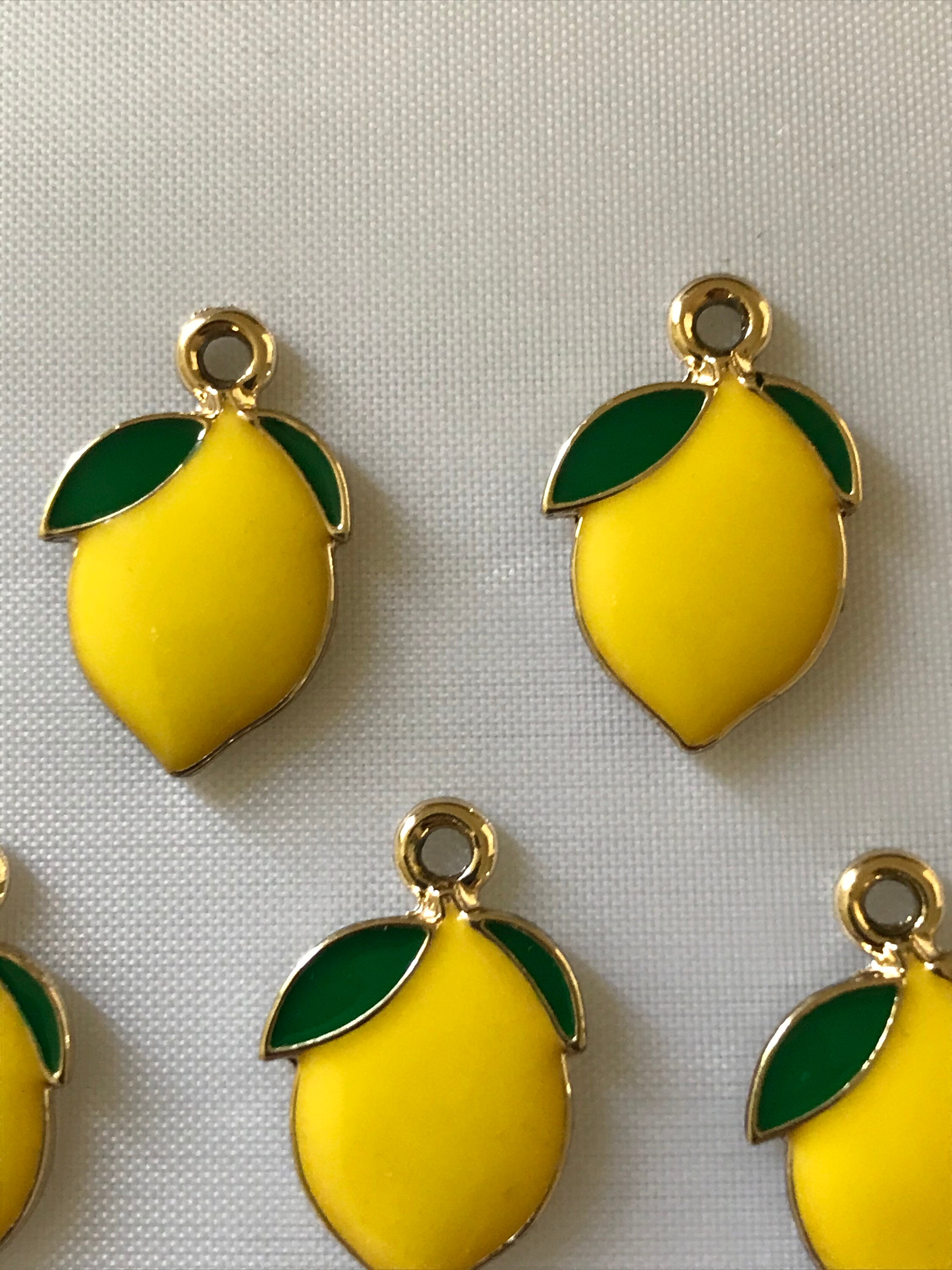 5 Enamel Lemon Charms 20mm X 13mm | Etsy UK