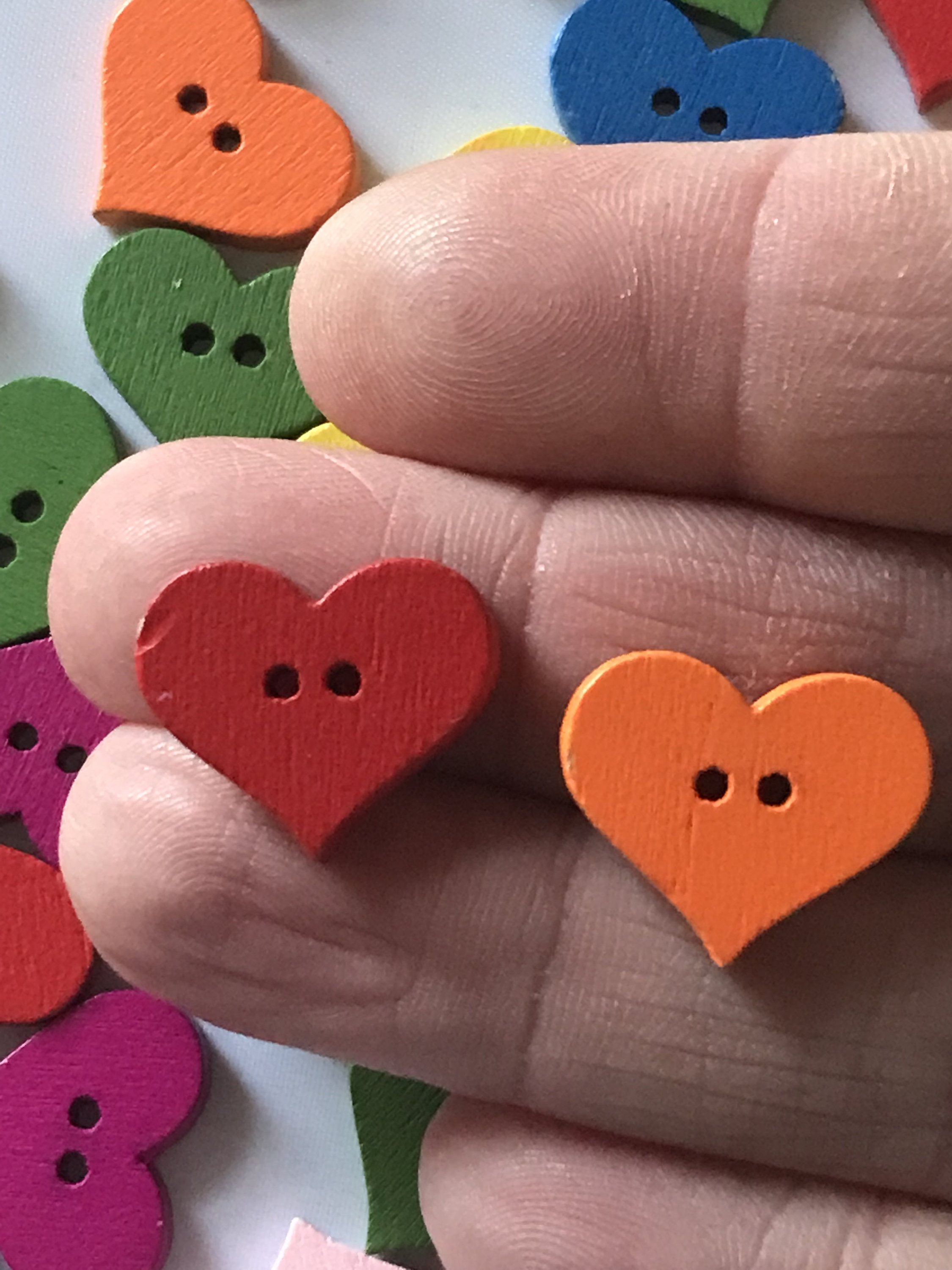 40 Wooden Heart Buttons, Mixed Colours, 17mm X 20mm - Etsy UK