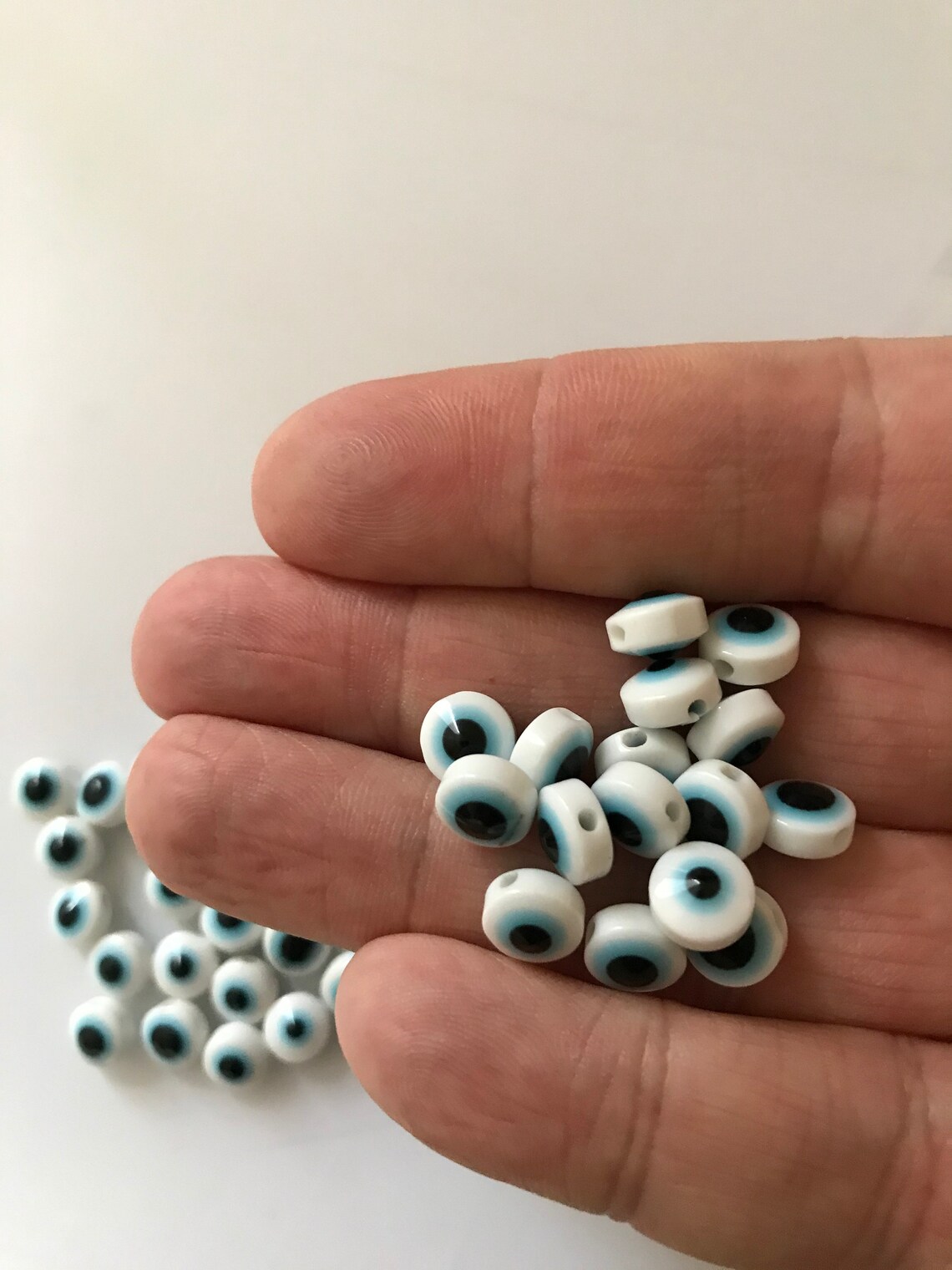 50 Evil Eye Blue Resin Beads - 8mm - Etsy UK