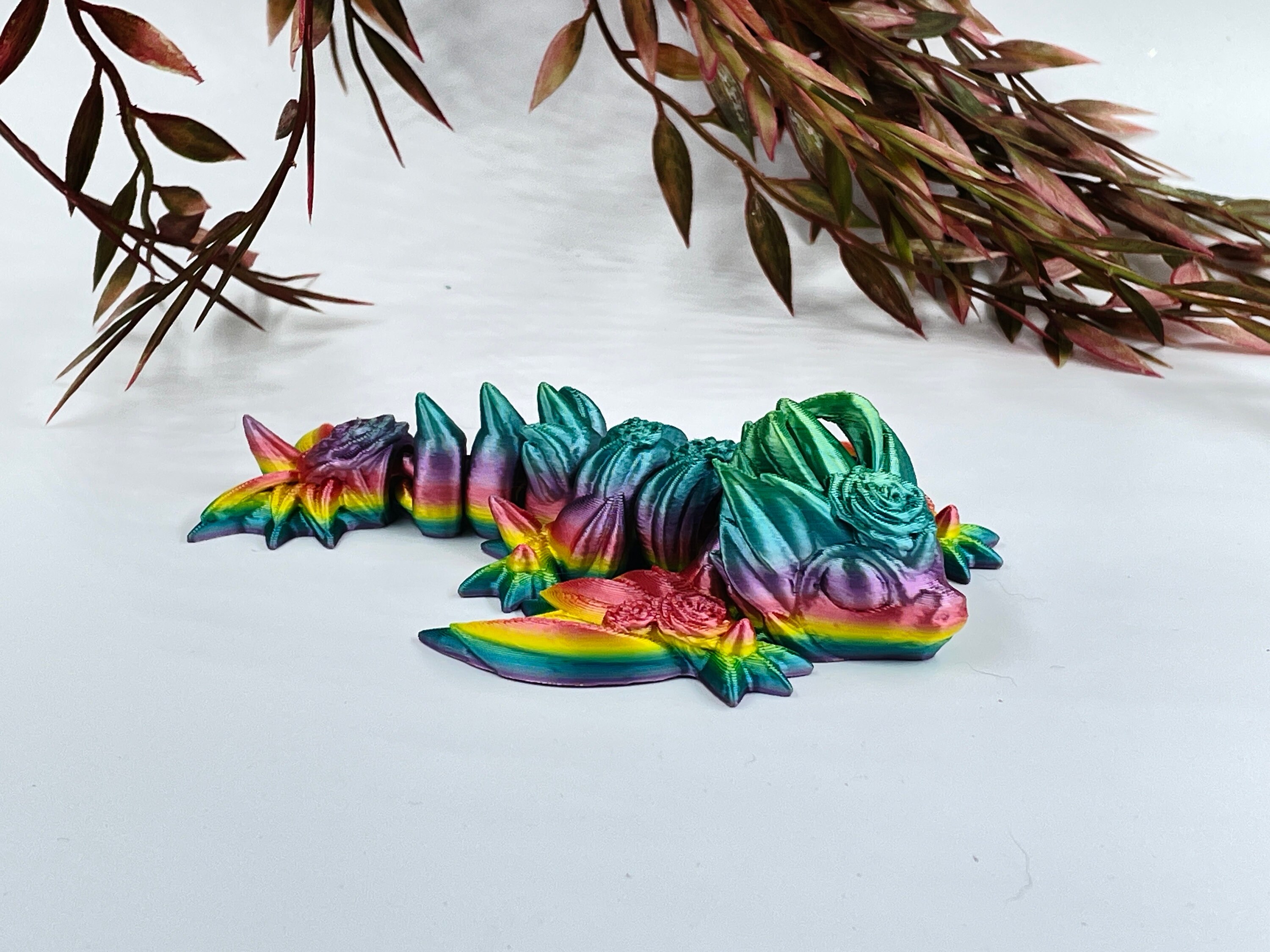 Whimsical 3D Printed Articulated Rose Wyvern Dragon Perfect - Etsy