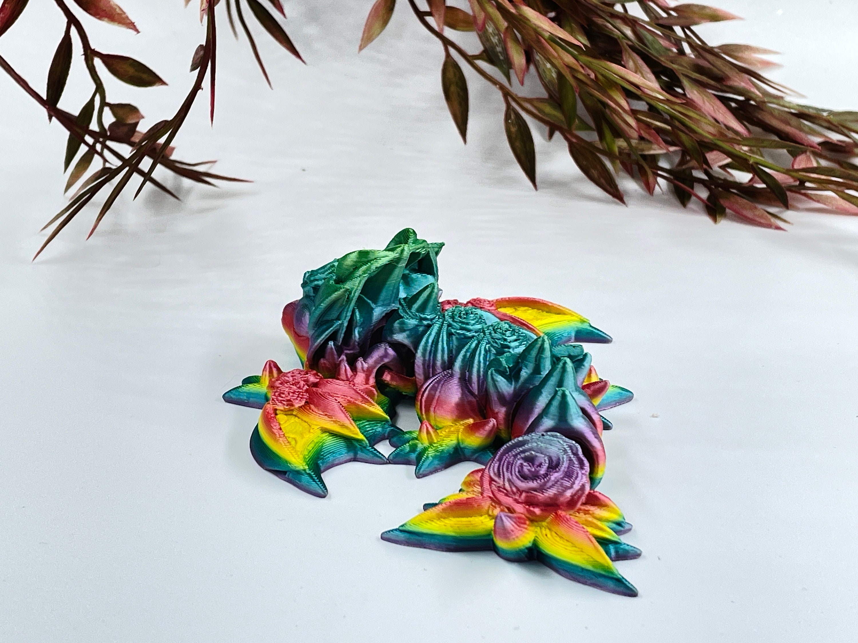Whimsical 3D Printed Articulated Rose Wyvern Dragon Perfect - Etsy