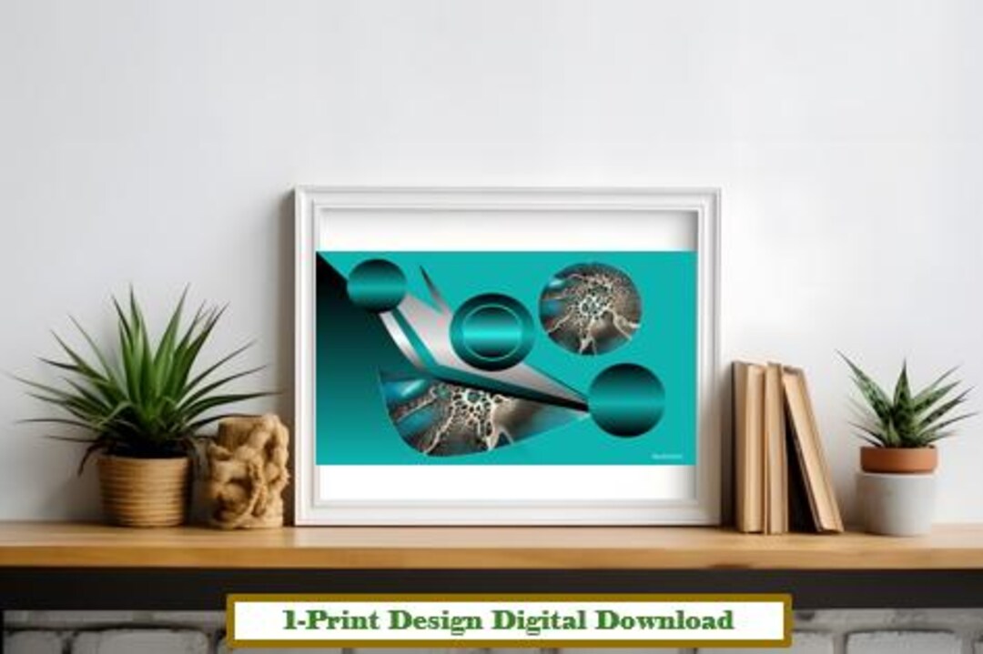 Abstract Art Print: Teal Geometric Design (digital Download) - Etsy