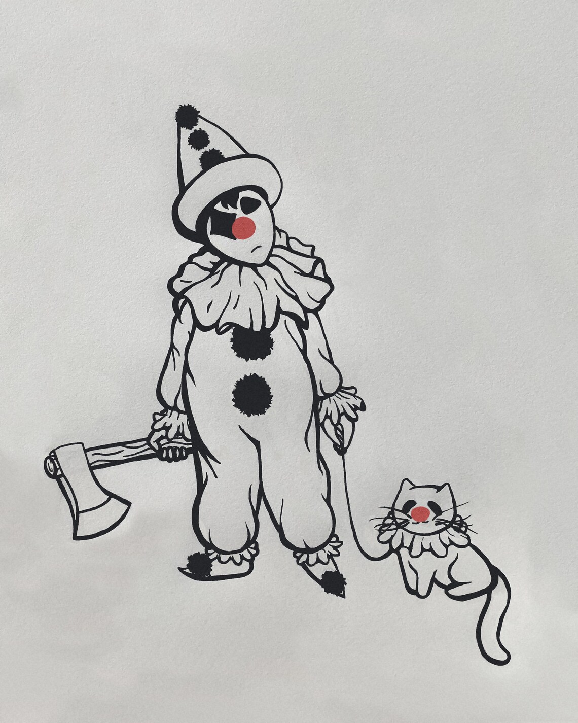 Creepy Cute Clown and Cat Art Print - Etsy
