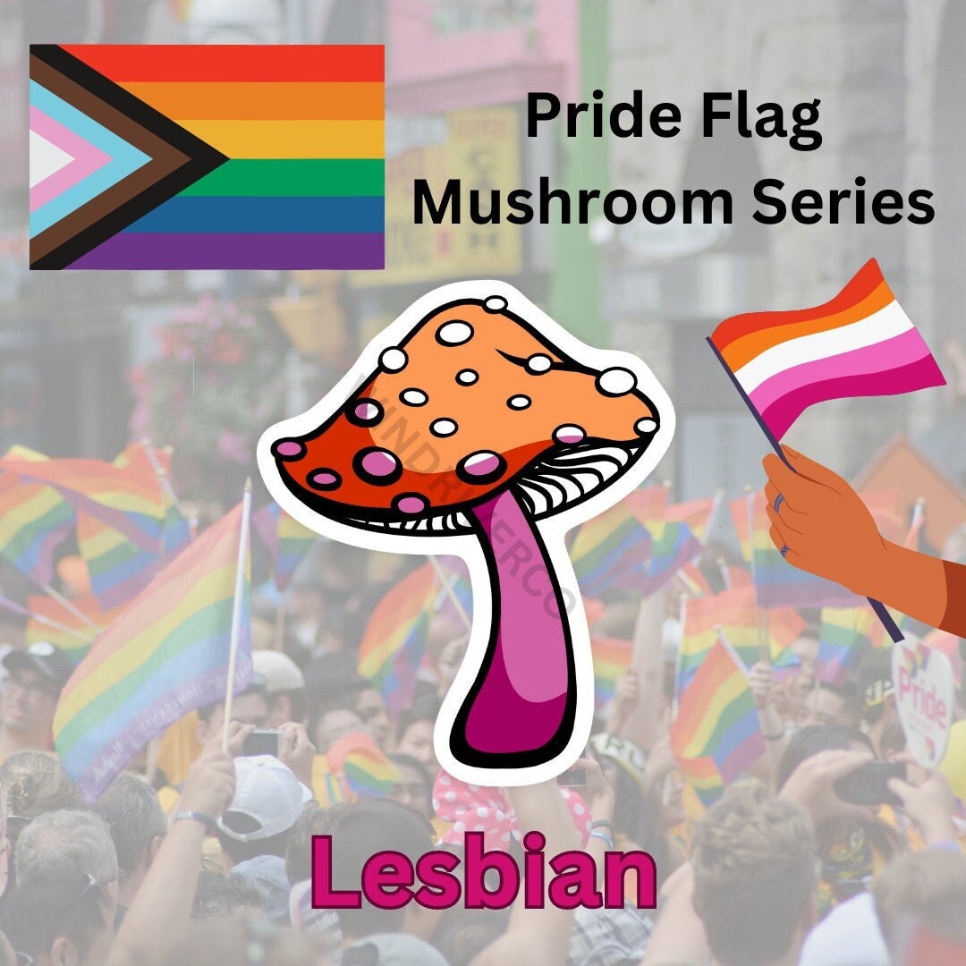 Lesbian Pride Flag Mushroom Sticker LGBTQIA Waterproof - Etsy