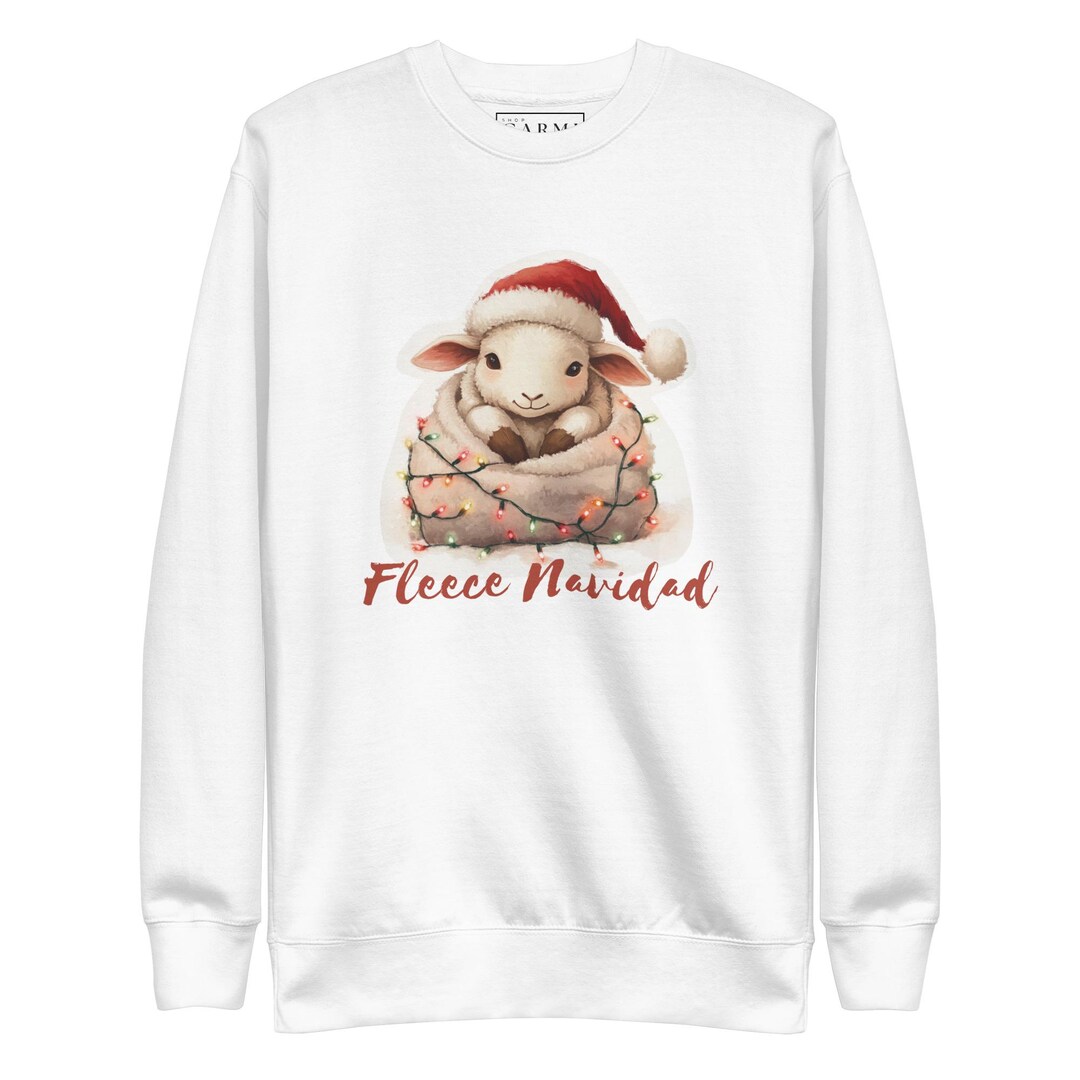 Fleece Navidad Funny Sheep Christmas Sweater - Holiday Pun Pullover ...