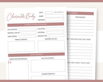 Bible Character Study Printable - Etsy