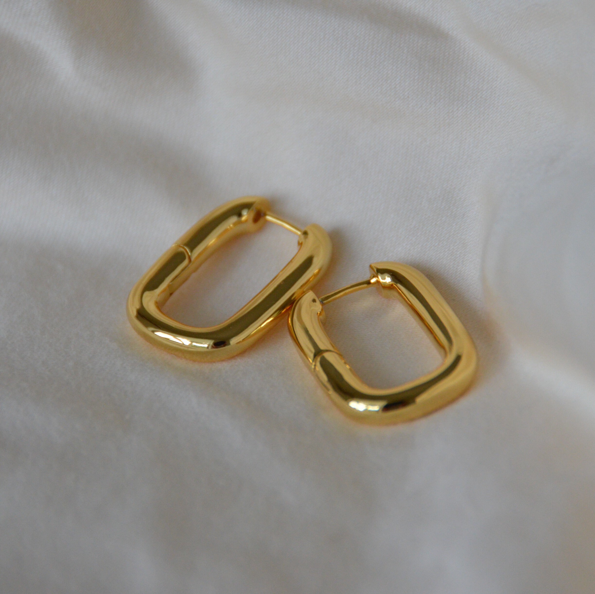 Gold Filled Rectangle Huggie Hoops Thick Gold Hoop Earrings - Etsy