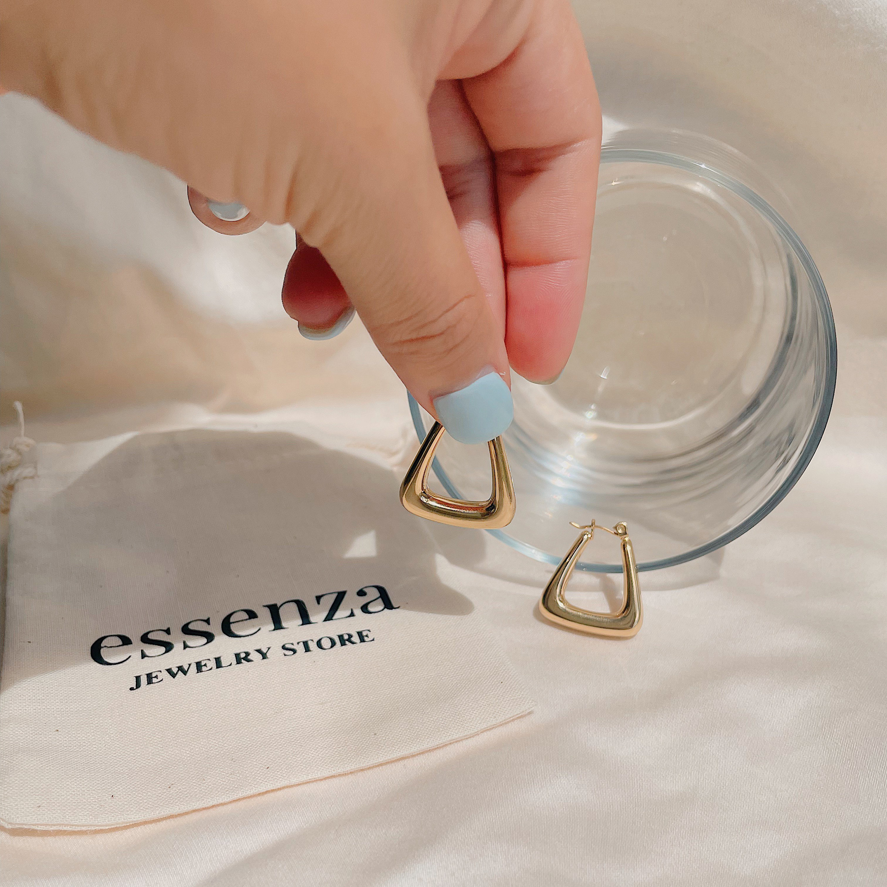 Triangle Gold Hoop Earrings Chunky Gold Hoops Thin Gold Hoop - Etsy