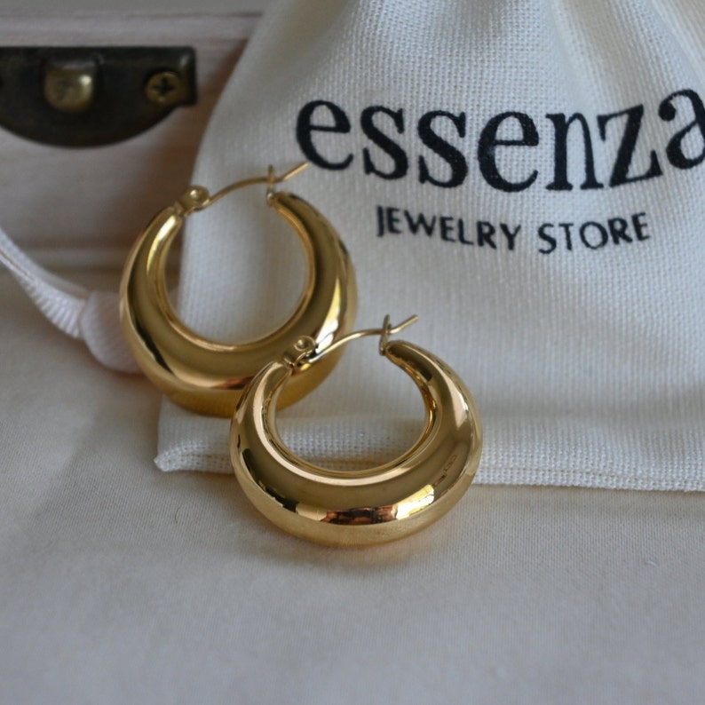 Chunky Gold Hoop Earrings Golden Hoops Chunky Gold Hoops - Etsy