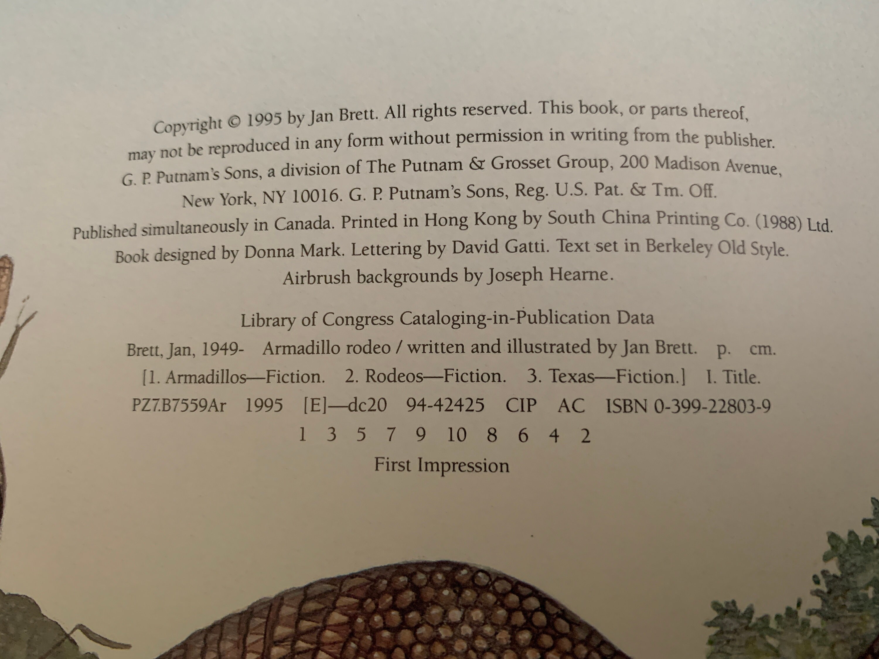 ARMADILLO RODEO Jan Brett 1995 1st Edition, Stated first Impression ...