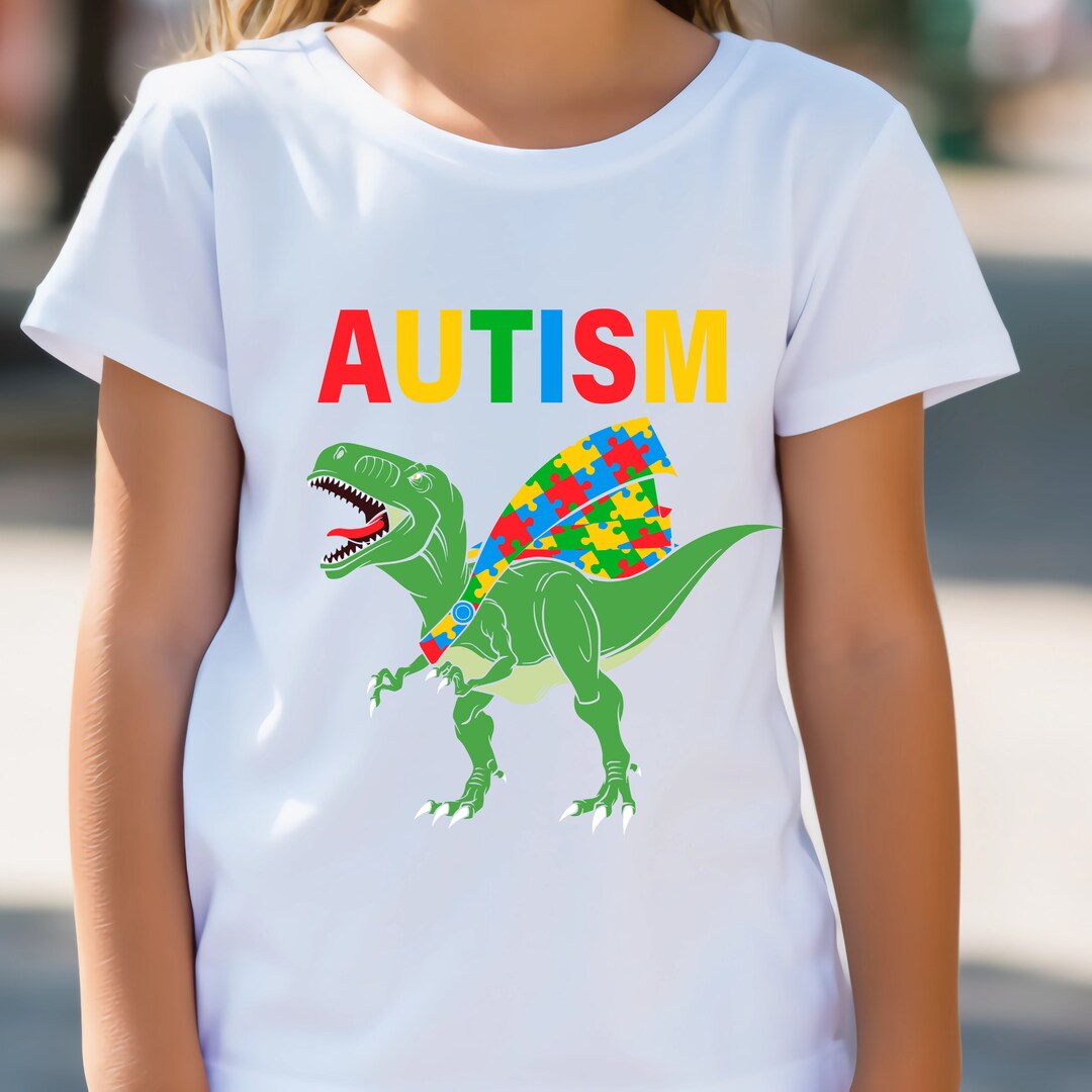 Kids Dinosaur autism Autism Awareness Shirt, Celebrating Differences ...
