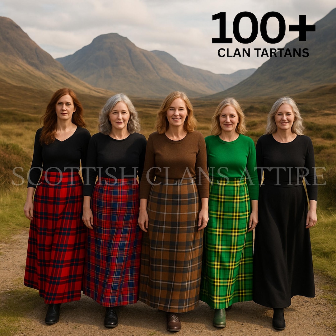 Scottish Tartan Wool Maxi Skirt: Pleated Highland Clan Plaid - Etsy